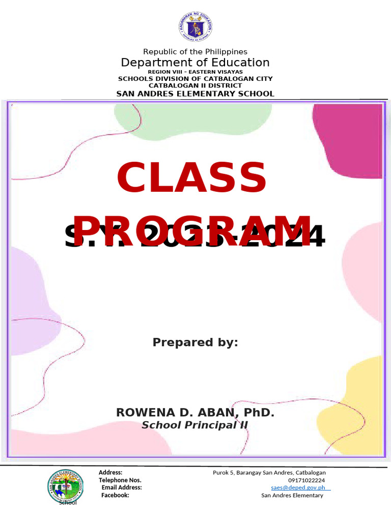 Cover Page Class Program | PDF | Government | Wellness