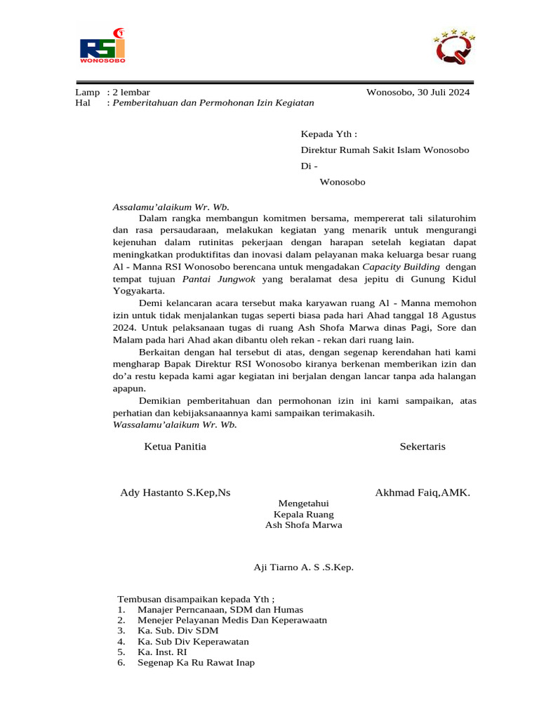Surat PROPOSAL PIkNIK SHOMAR | PDF