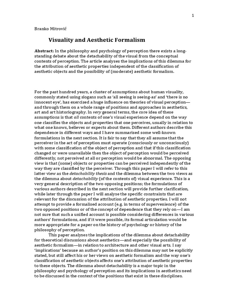 Visuality and Aesthetic Formalism | PDF