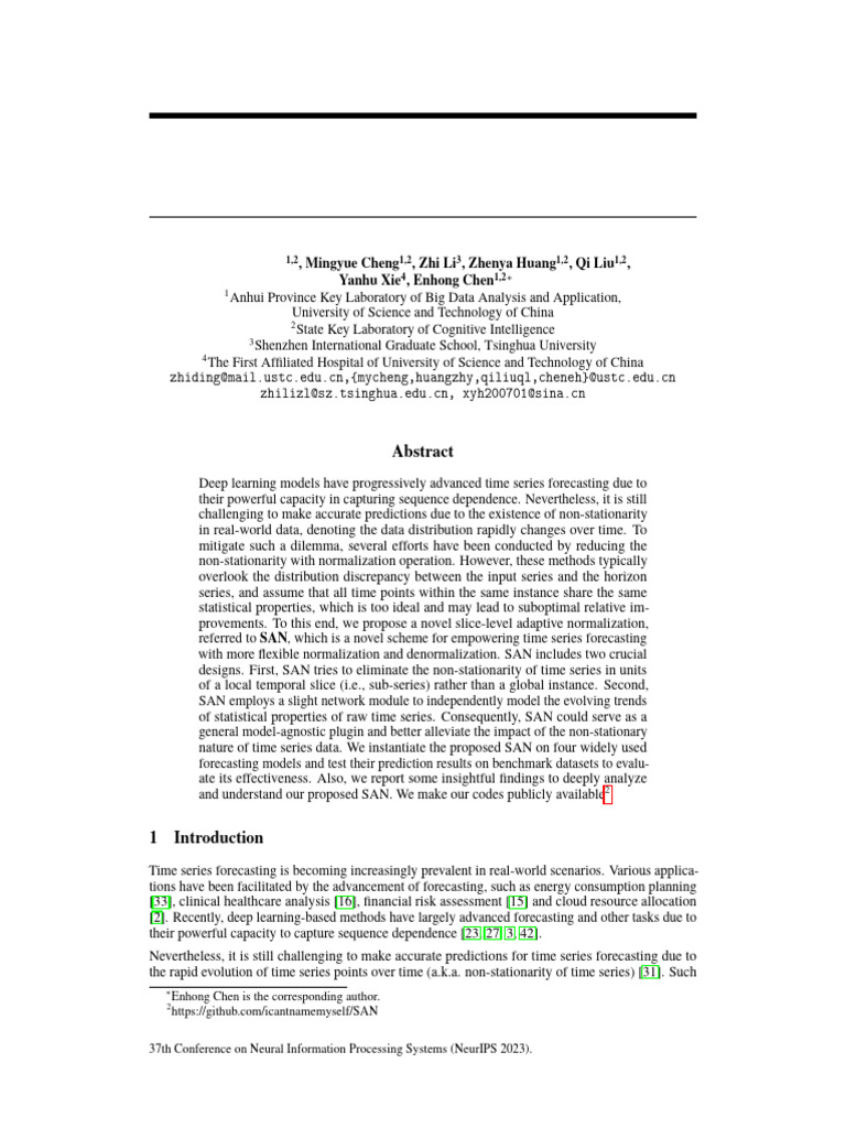 Adaptive Normalization For Non-Stationary Time | PDF | Forecasting | Time Series