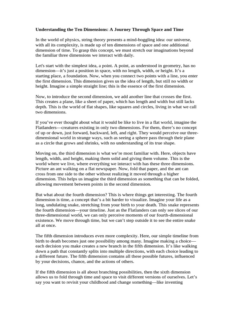 Understanding The Ten Dimensions | PDF