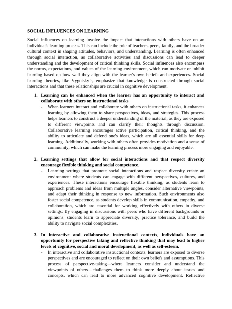 Social Influences On Learning | PDF