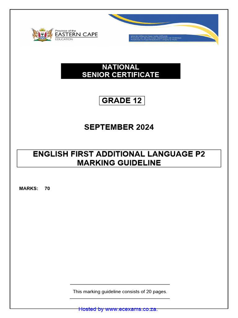 English Fal P2 Memo GR12 Sept2024 | PDF