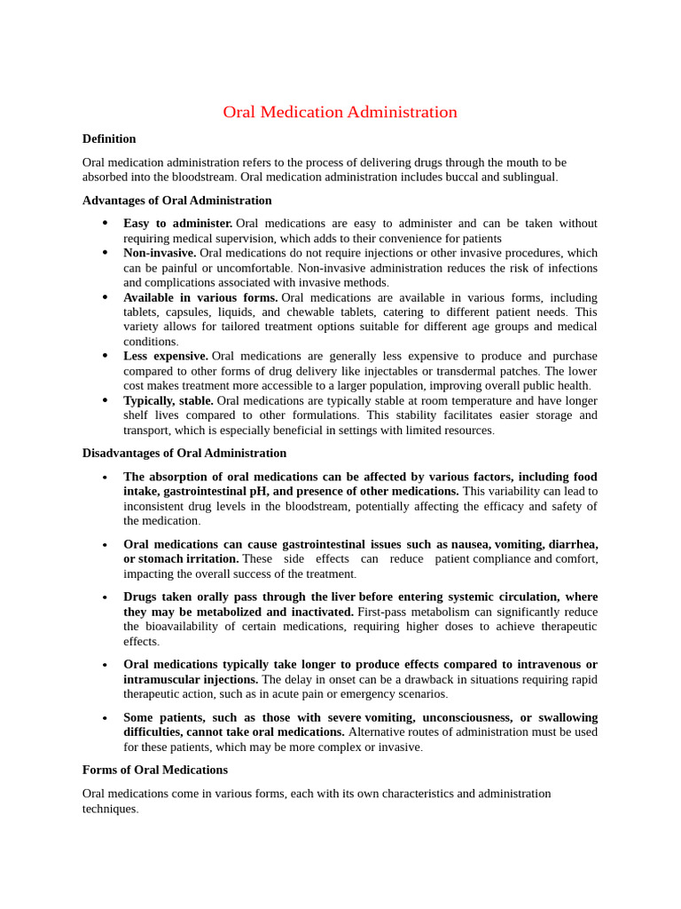 Oral Medication | PDF