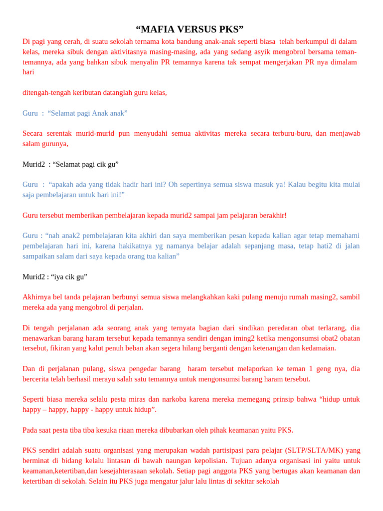 Naskah Drama Mafia Vs PKS | PDF