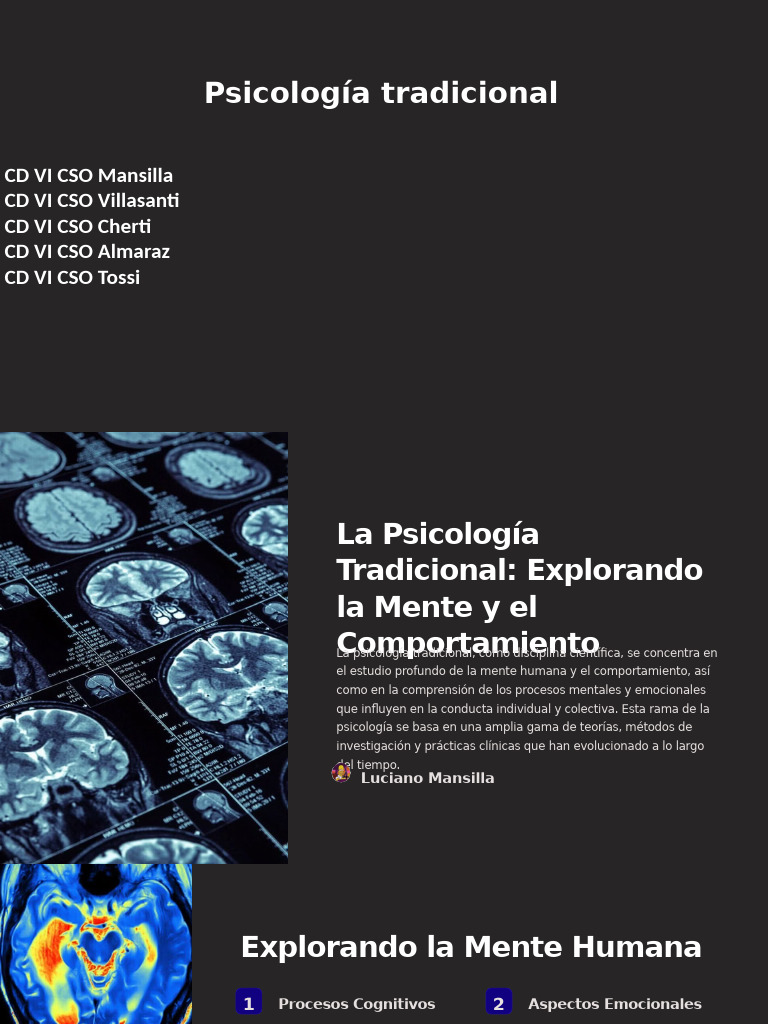 La Psicologia Tradicional Explorando La Mente y El Comportamiento | PDF
