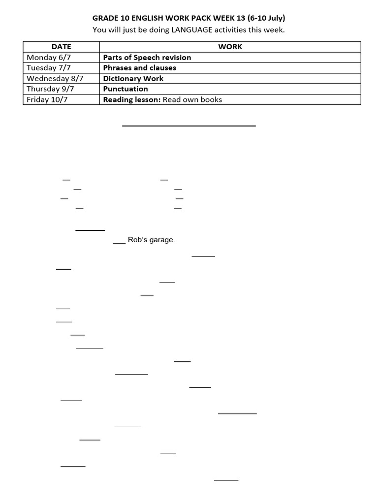 GR 10 English Week 13 | PDF
