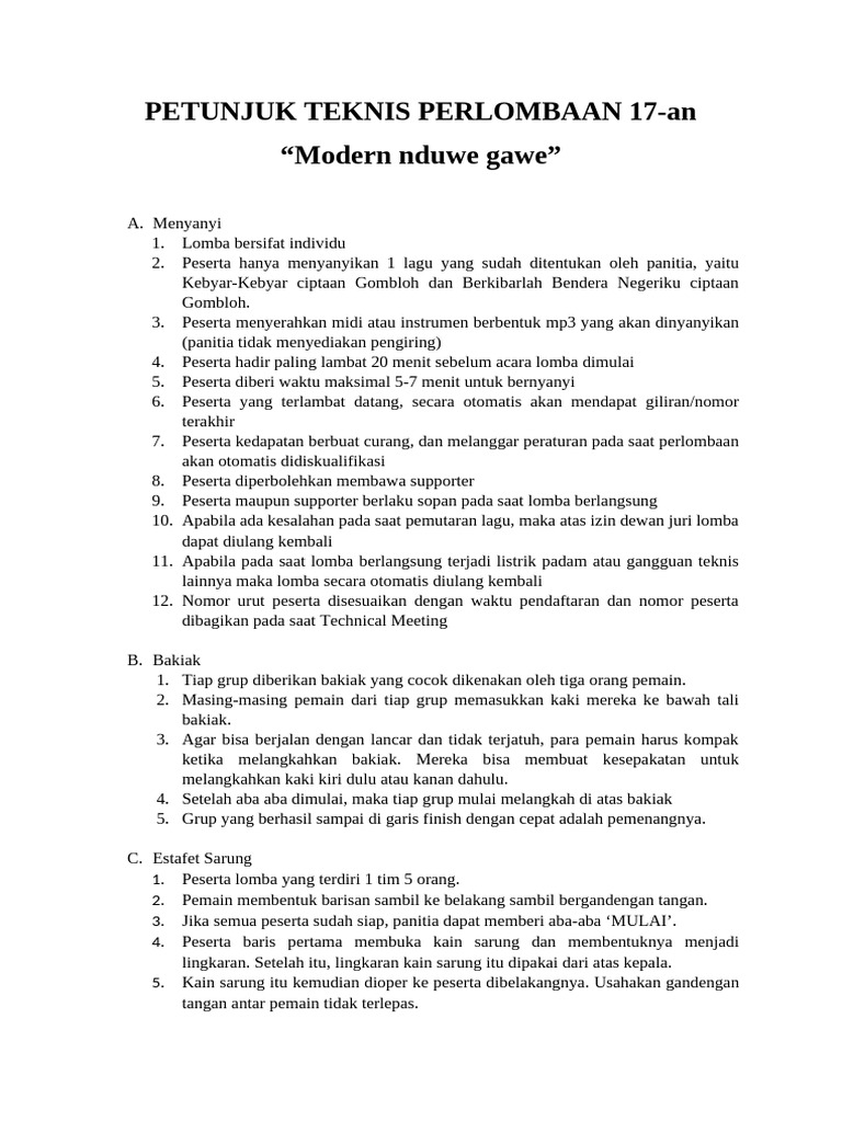 Juknis Lomba 17 An 1 | PDF