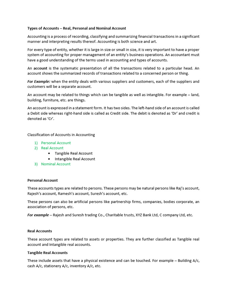 Different Types of Accounts | PDF