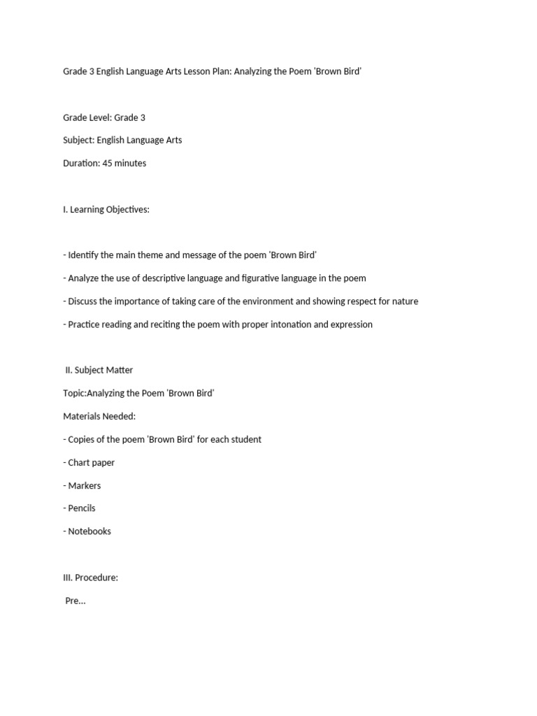 Detailed Lesson Plan Grade 3 English-WPS Office | PDF | Lesson Plan ...