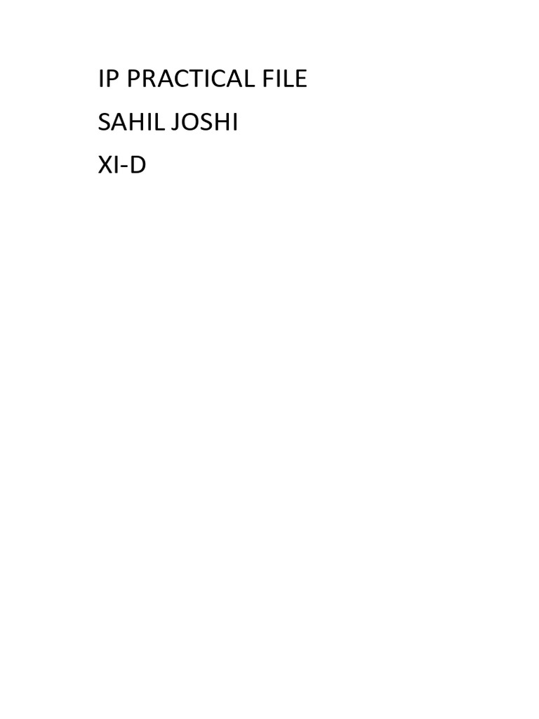 Ip Practical File | PDF