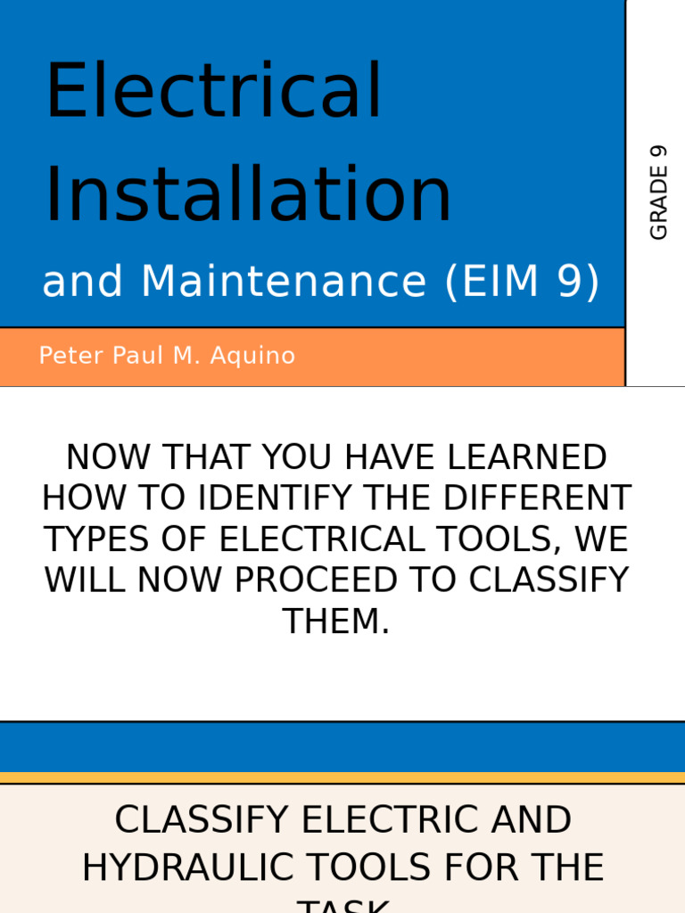 Classify Electric and Hydraulic Tools For The Task | PDF