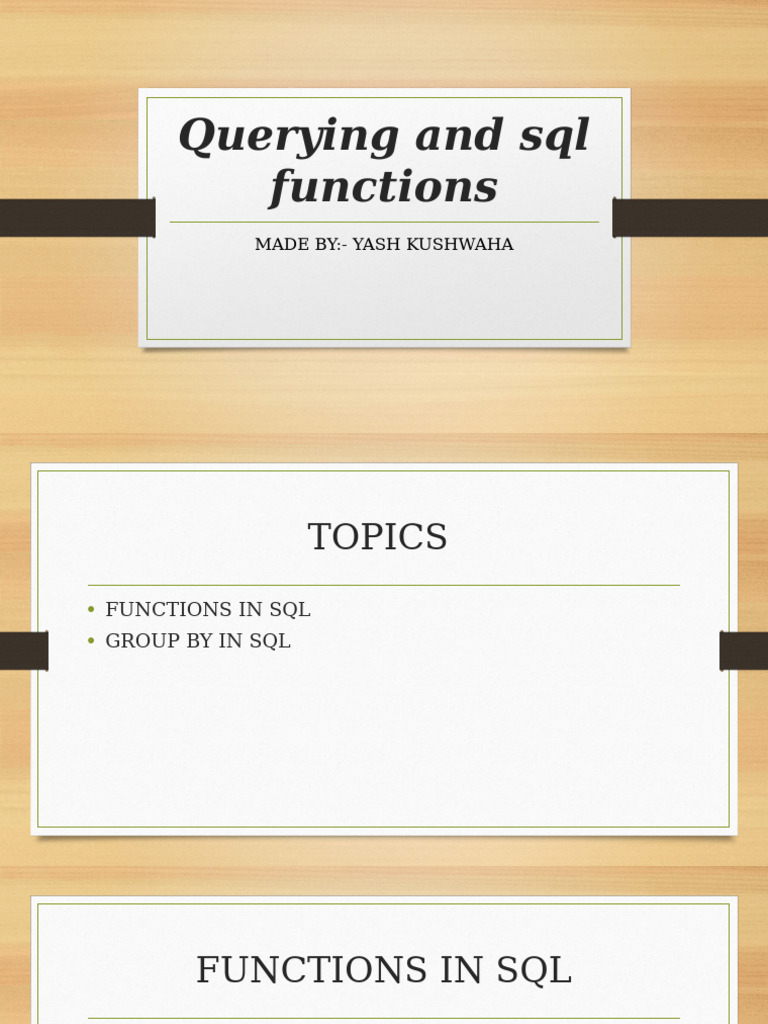 Querying and SQL Functions | PDF Querying and SQL Functions | PDF