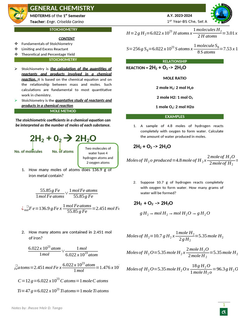 General Chemistry Notes | PDF