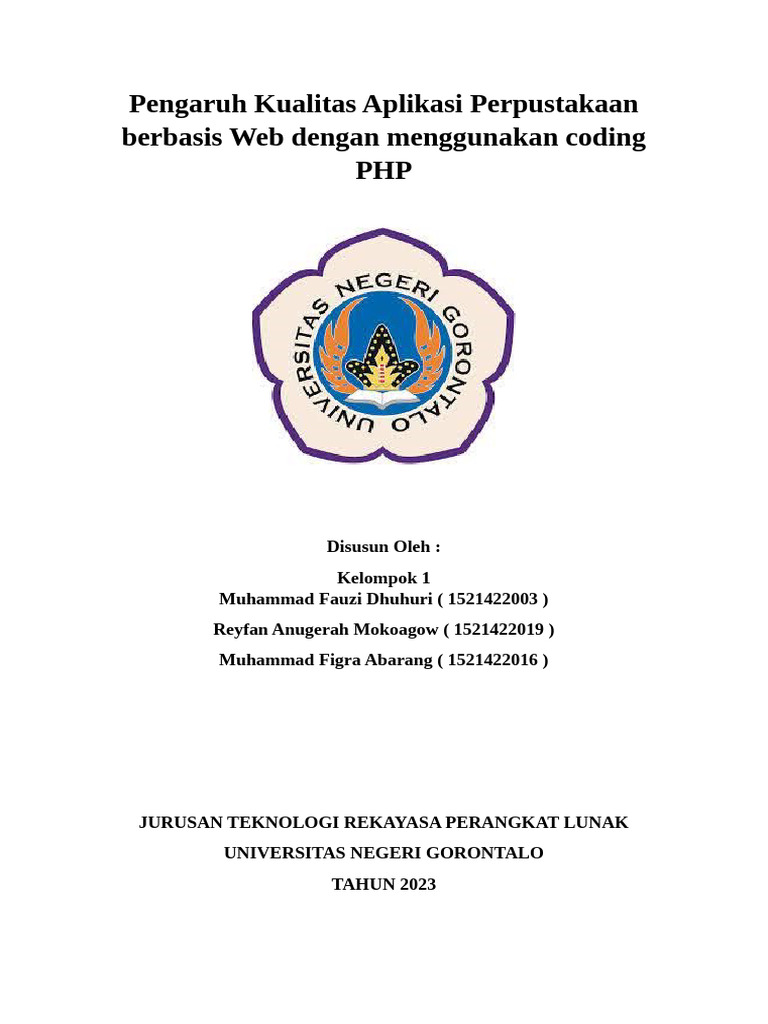 Jurnal Pengaruh Kualitas Aplikasi Perpustakaan Berbasis Web Menggunakan Coding PHP | PDF