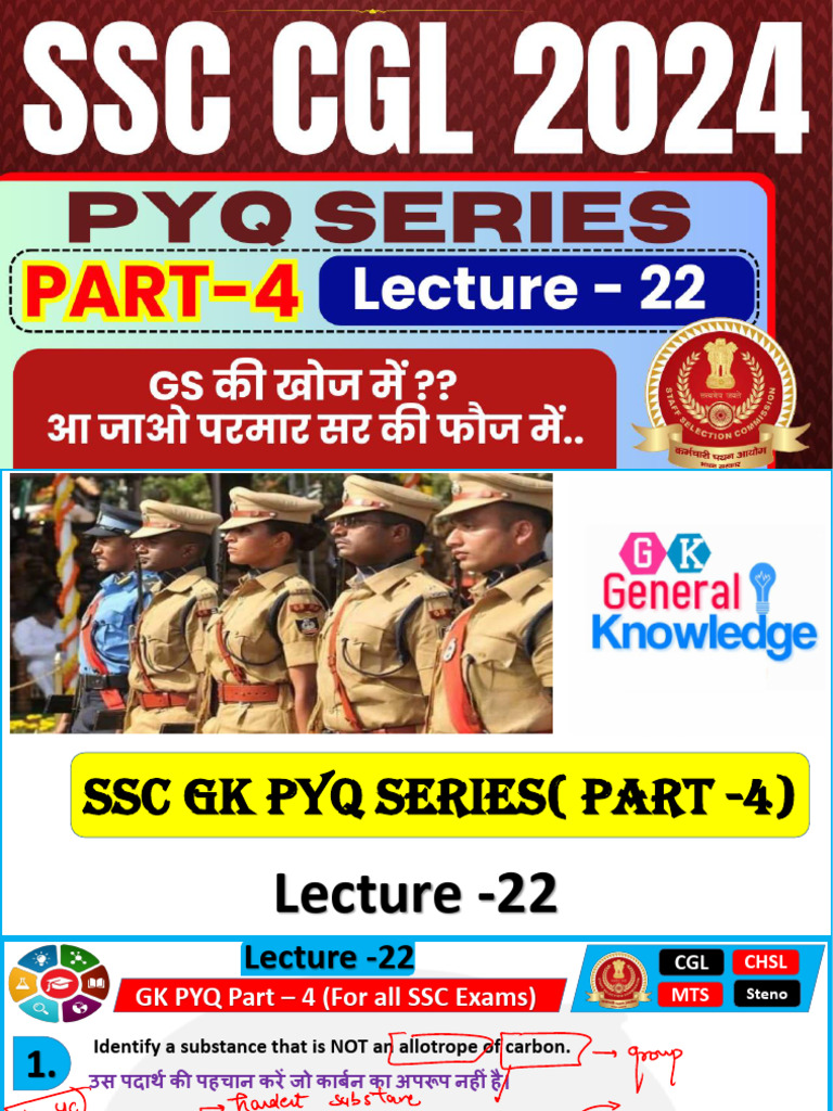 Lecture - 22 (SSC GK Pyq Part - 4) | PDF