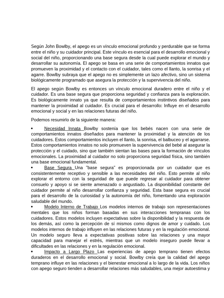Desarrollo Del Vínculo Afectivo Pdf