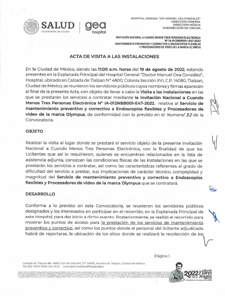 Acta de Visita A Las Instalaciones ITP E47 | PDF