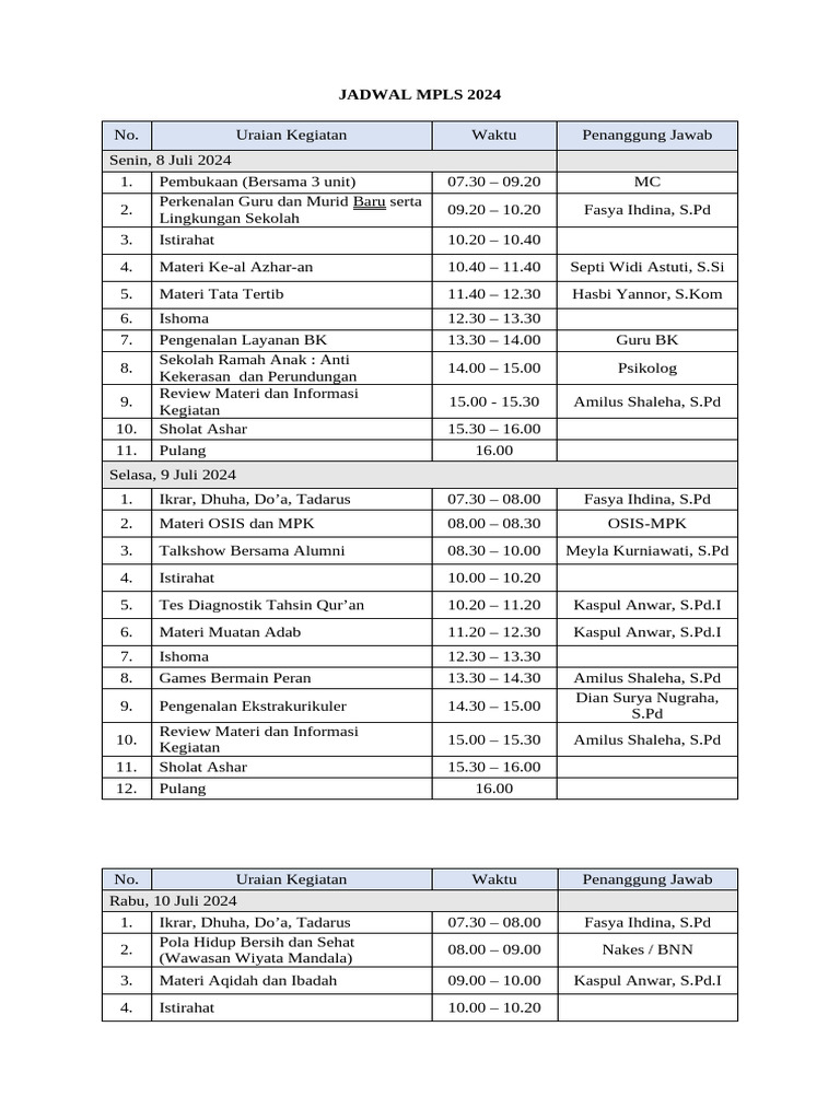 Jadwal MPLS 2024 | PDF