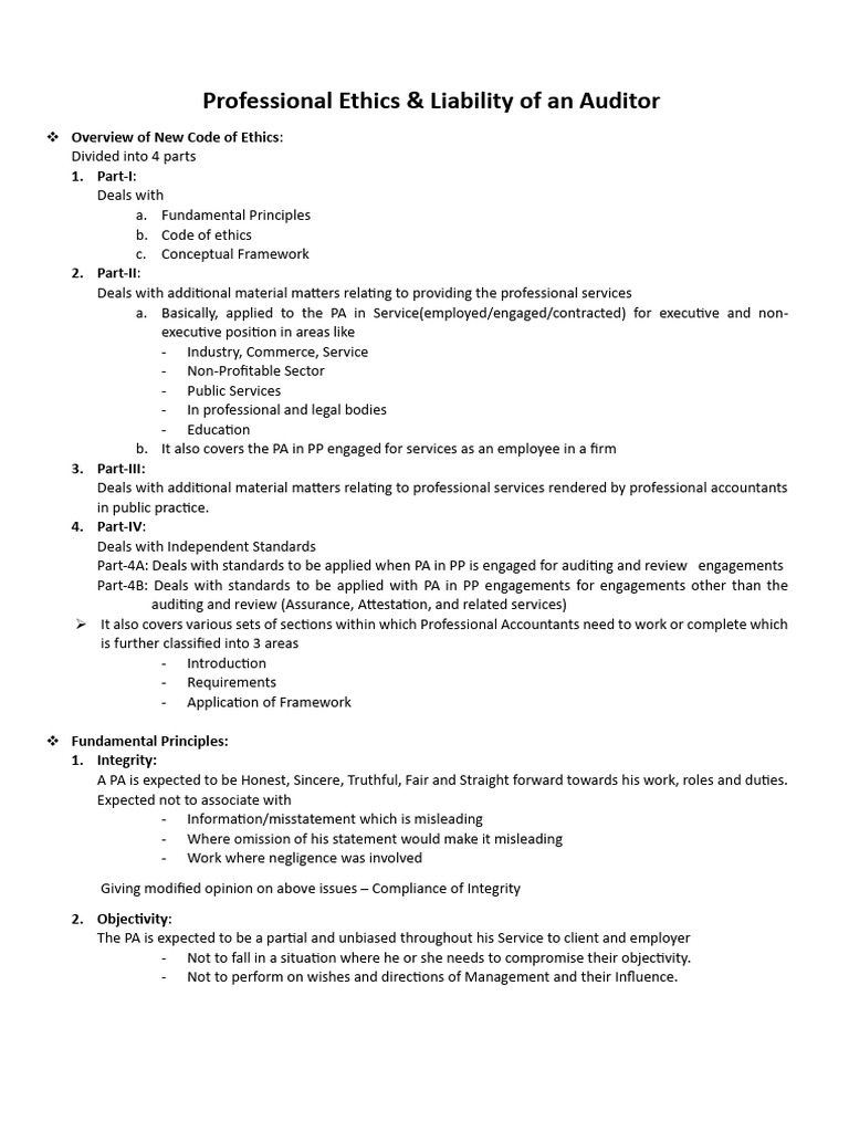CH 2 Professional Ethics & Liability of An Auditor | PDF