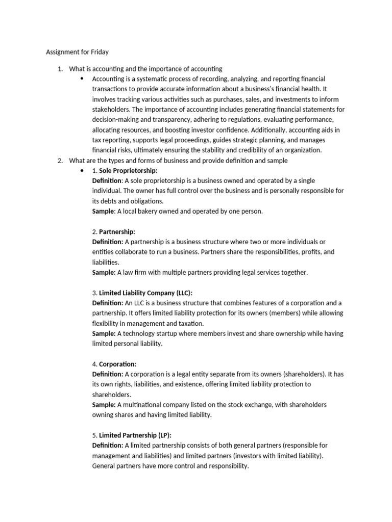 Assignment For Friday | PDF