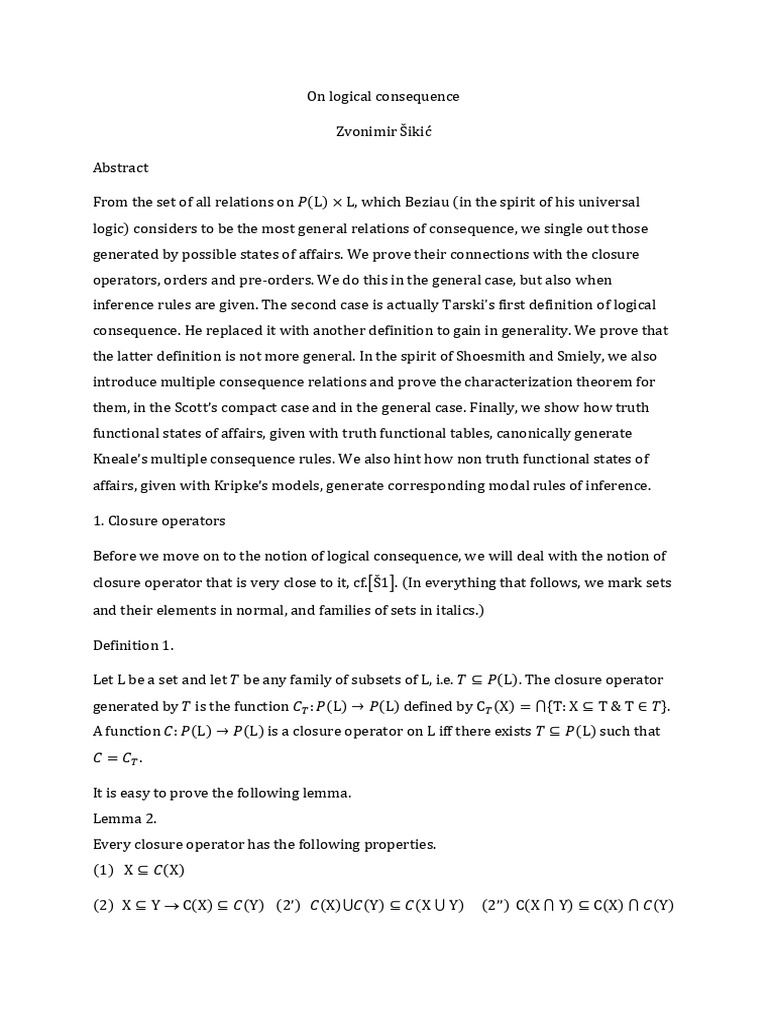 +šikić For LU - On Logical Consequence | PDF