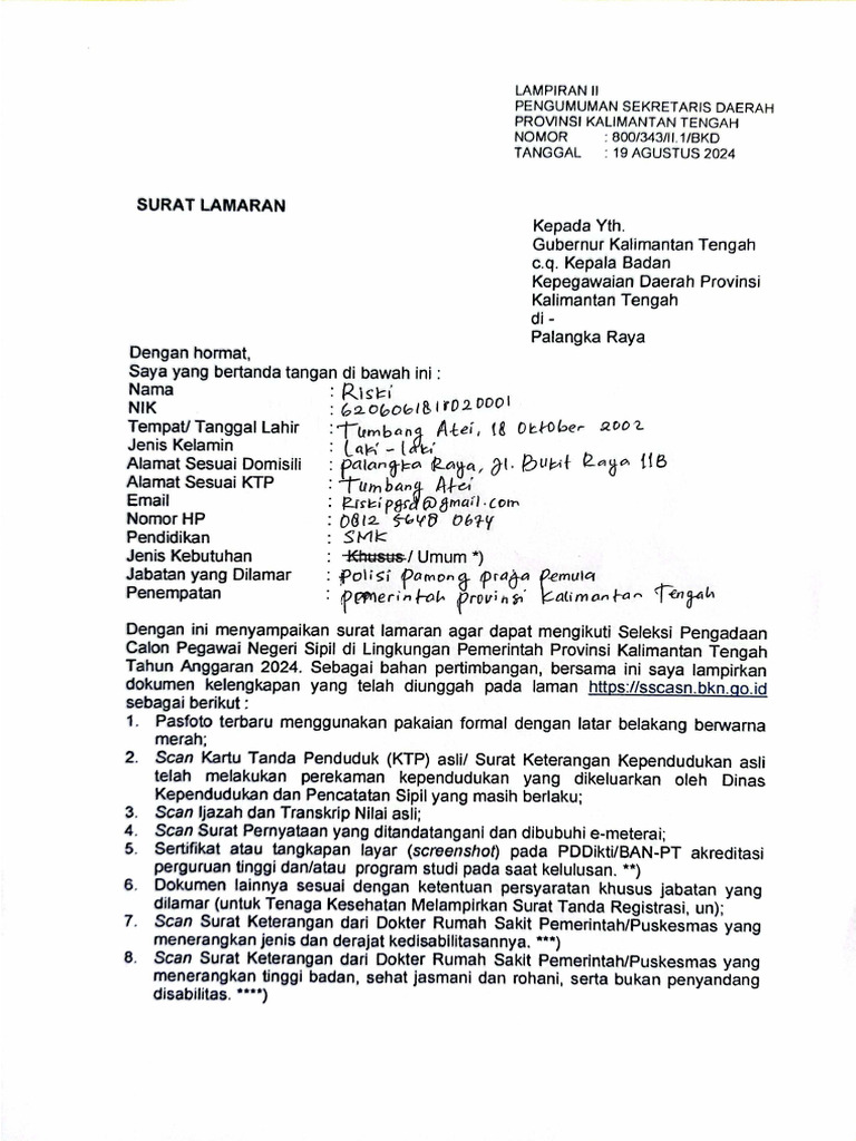 Surat Lamaran | PDF