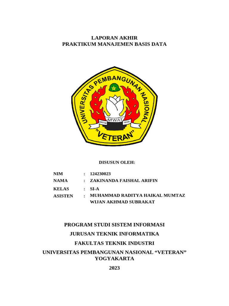 Laporan Praktikum MBD Zakinanda 124230023 | PDF