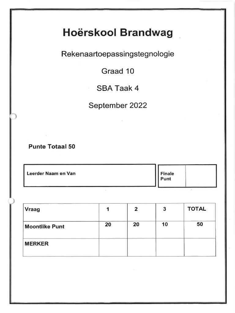 Graad 10 - RTT | PDF