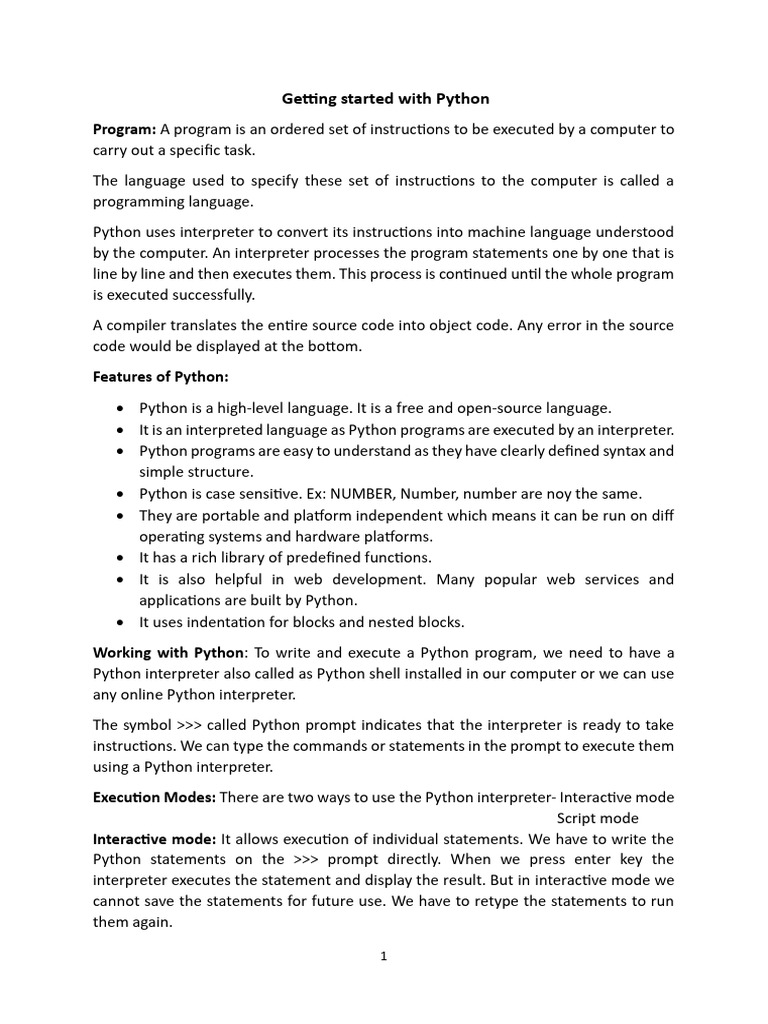 Getting Started With Python-1 | PDF