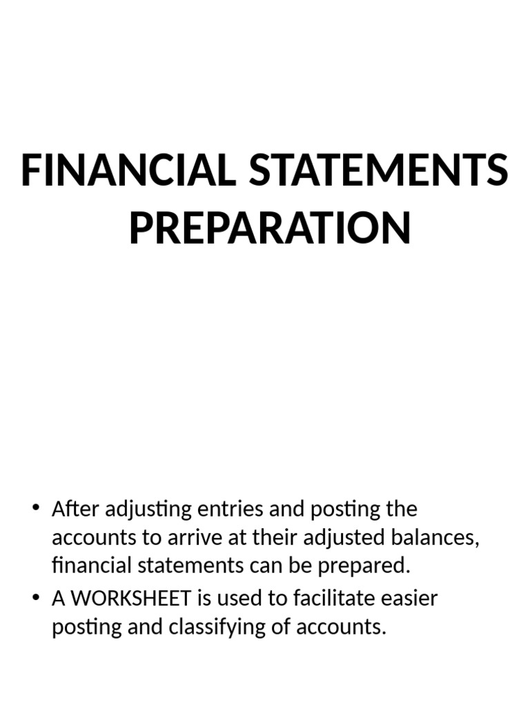 Financial Statements Preparation | PDF