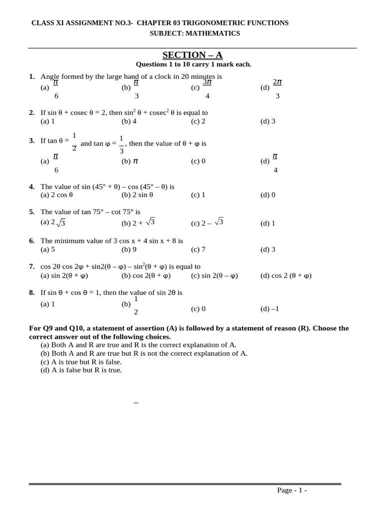Maths-Class-Xi-Chapter-03-Trigonometric-Functions-Practice-Paper-03 ... Maths-Class-Xi-Chapter-03-Trigonometric-Functions-Practice-Paper-03 ...