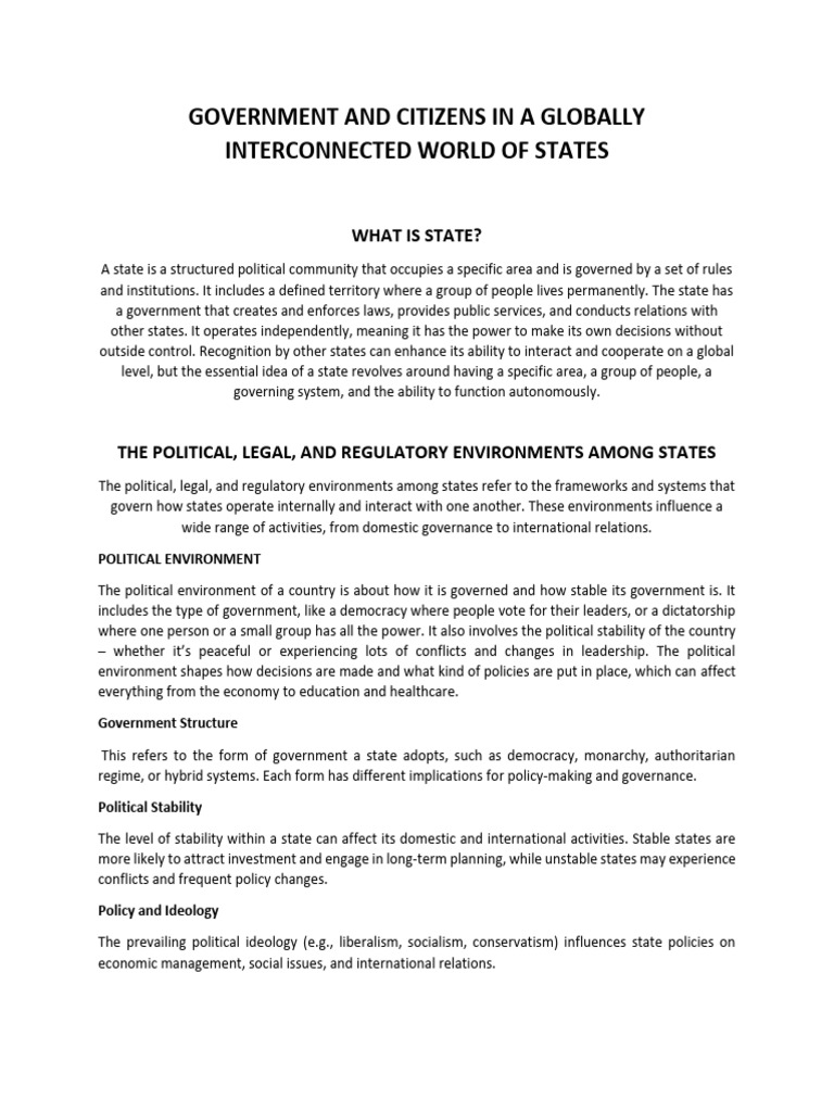 Government and Citizens in A Globally Interconnected World of States ...