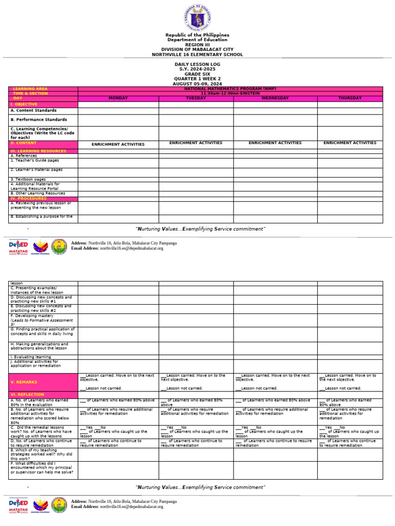 DLL - Sy 2024-2025-NMP-Q1-WK2 | PDF