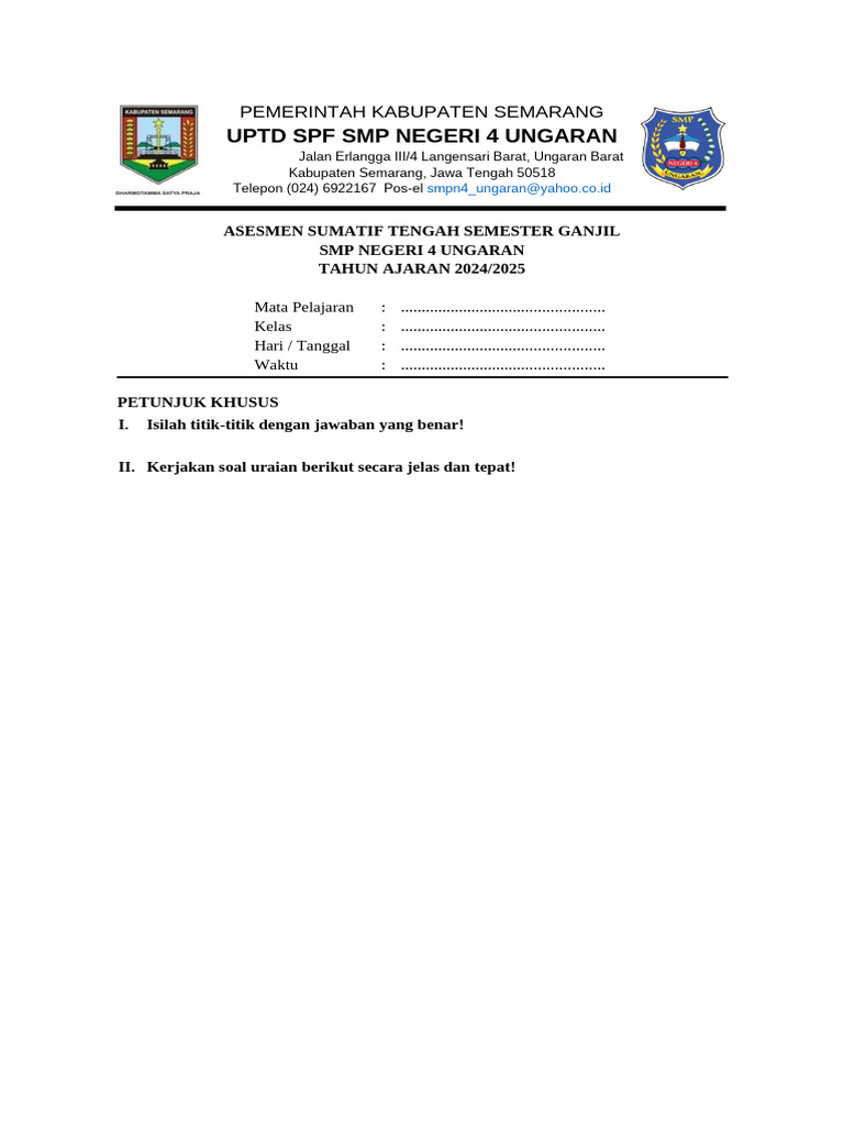 02 Format Lembar Soal ASTS Kop | PDF