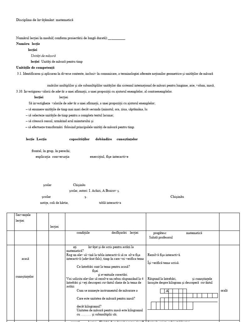 Proiect Matematica CL - V Profesor Sava Victoria | PDF