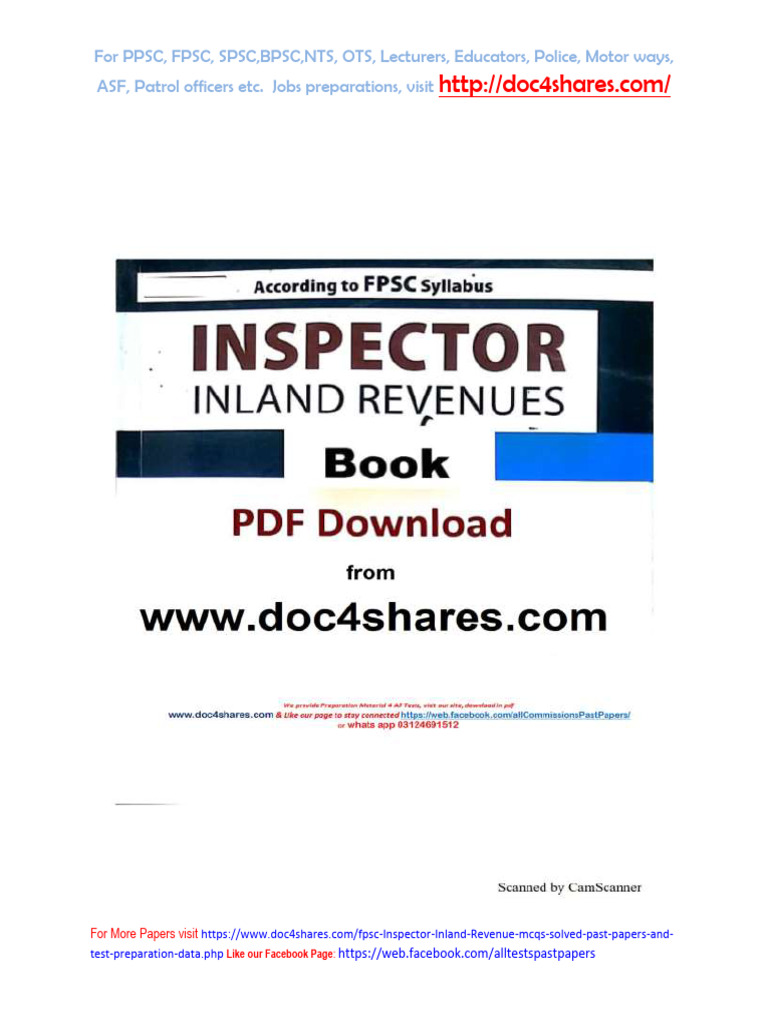 Old FPSC Inspector Inland Revenue Book Part-2 Complete | PDF
