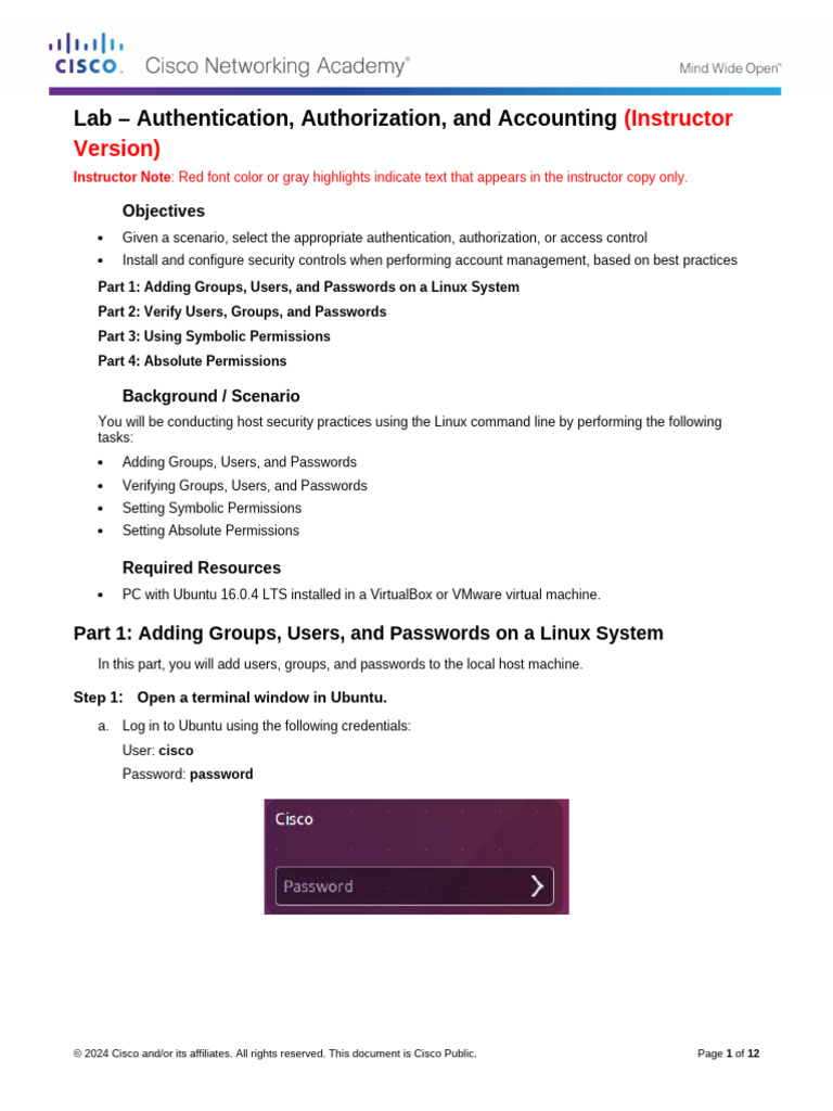2 5 2 5 Lab Authentication Authorization Accounting Ilm Pdf