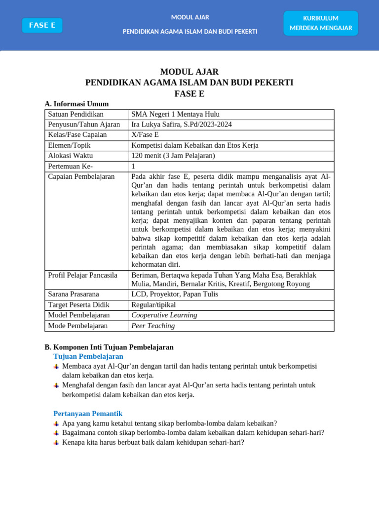 Contoh Etos Kerja dalam Islam | PDF