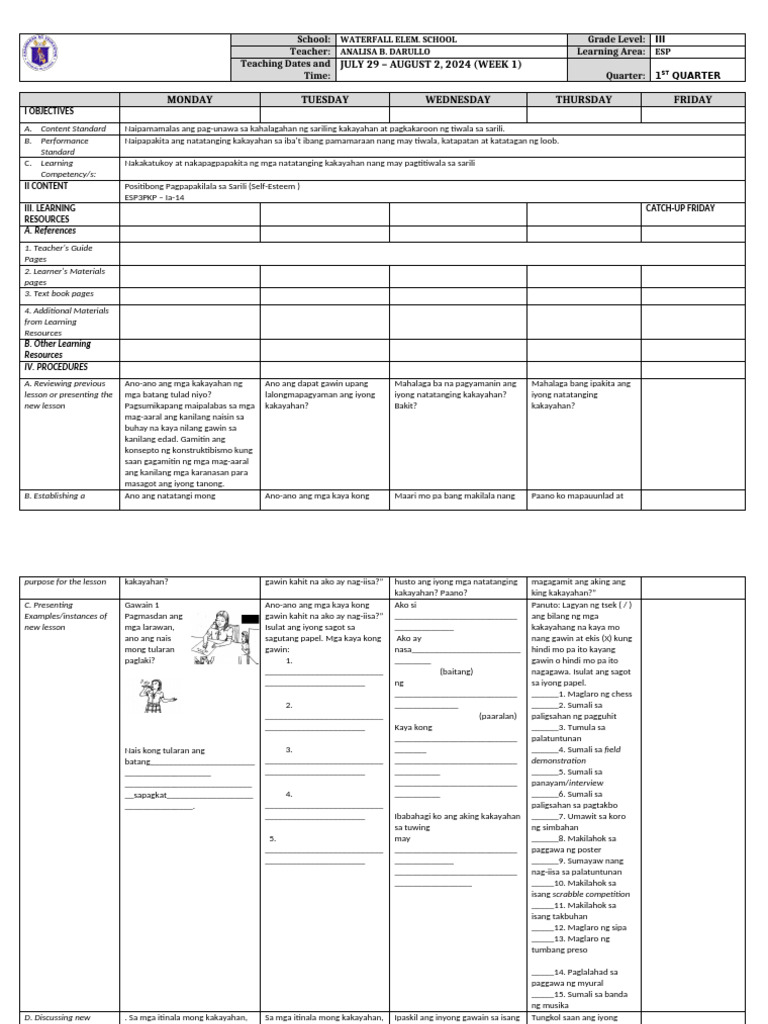 DLL Esp-3 Q1 W2 | PDF