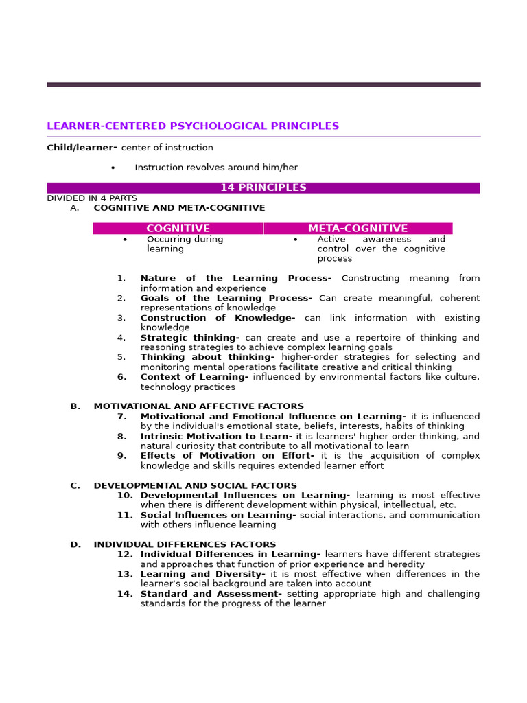 Child and Adolescent Learners and Learning Principles | PDF
