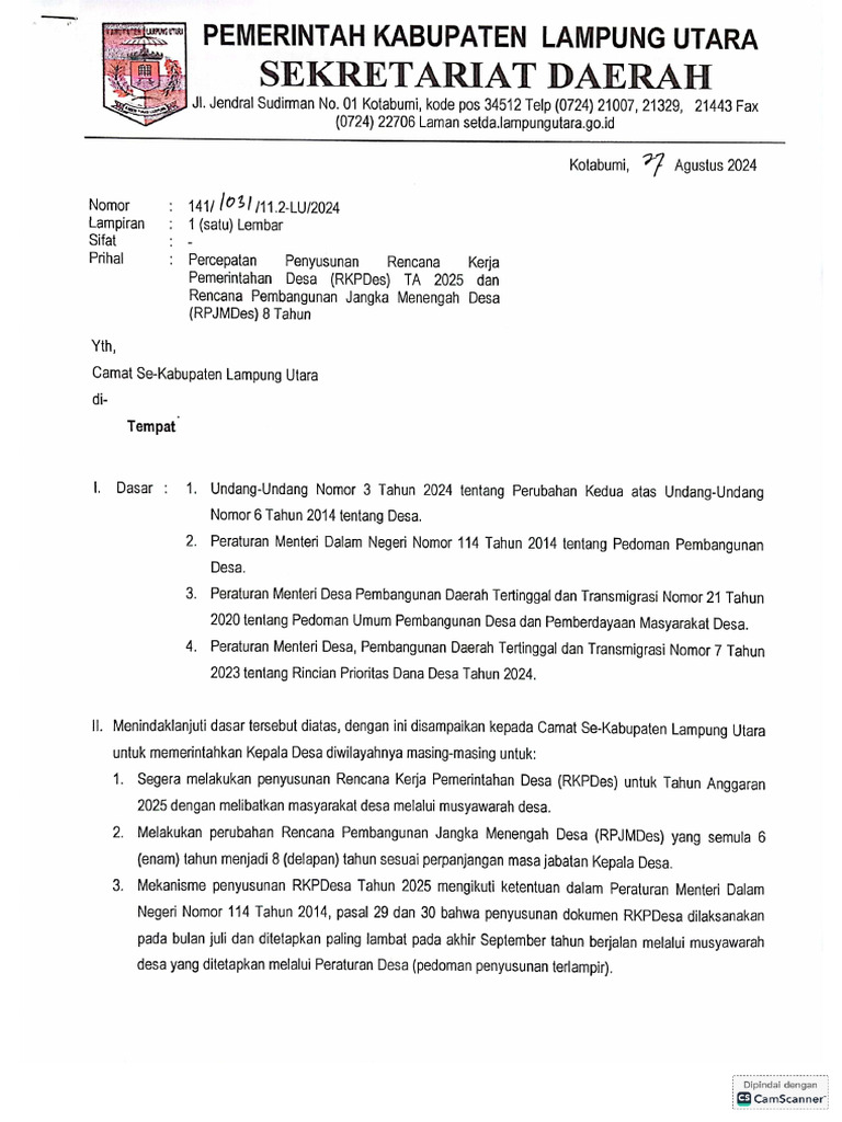 Percepatan Penyusunan Rencana Kerja Pemerintahan Desa TA 2025 Dan ... Percepatan Penyusunan Rencana Kerja Pemerintahan Desa TA 2025 Dan ...