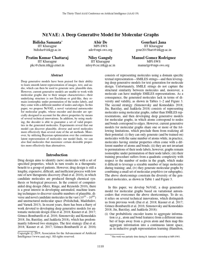 VAE Molecular Graphs Niloy AAAI19 | PDF | Applied Mathematics
