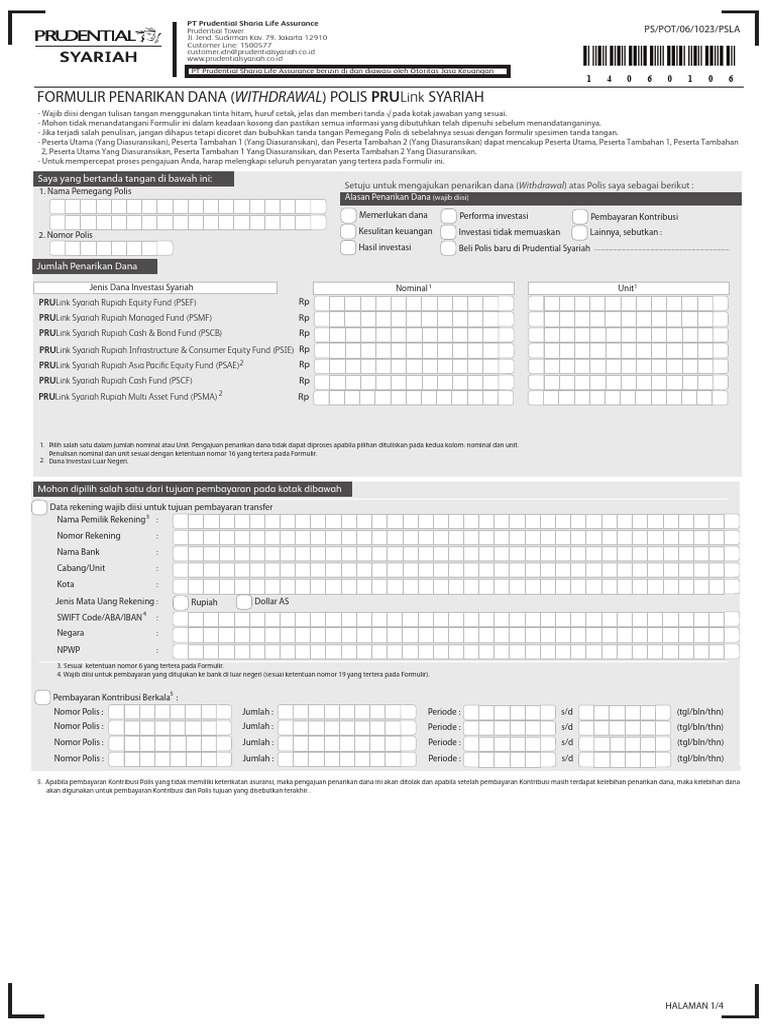 PSLA Formulir Withdrawal Syariah | PDF