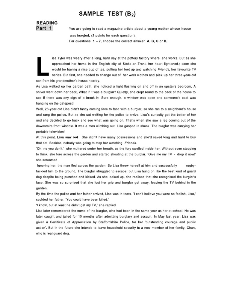 Student MA Sample Test B2 | PDF