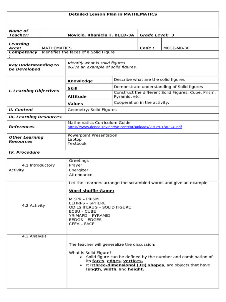 Detailed Lesson Plan in MATHEMATICS | PDF