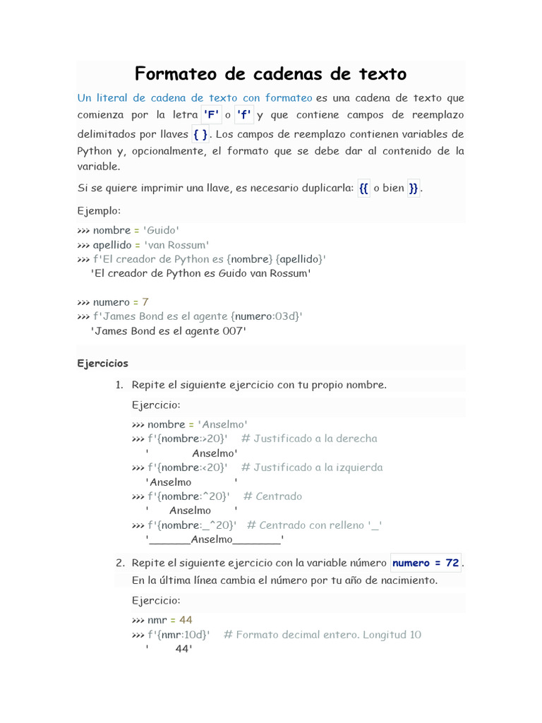 P.22 Formateo de Cadenas de Texto | PDF | Modelo de color Rgb | Python ...