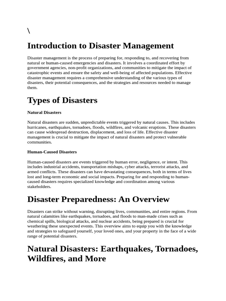 Introduction To Disaster Management | PDF | Natural Disasters ...