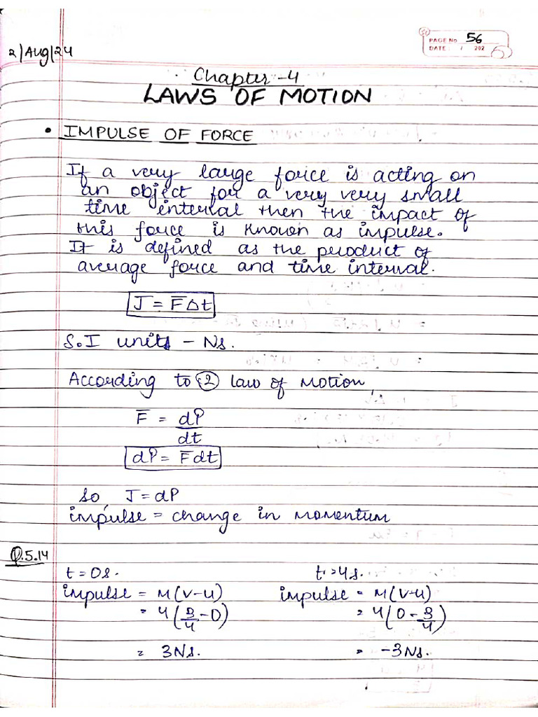 Laws of Motion Physics Notes | PDF
