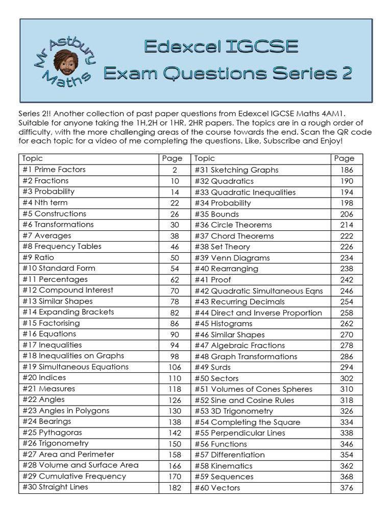 Series 2 - Edexcel IGCSE - Exam Questions (MATH) | PDF